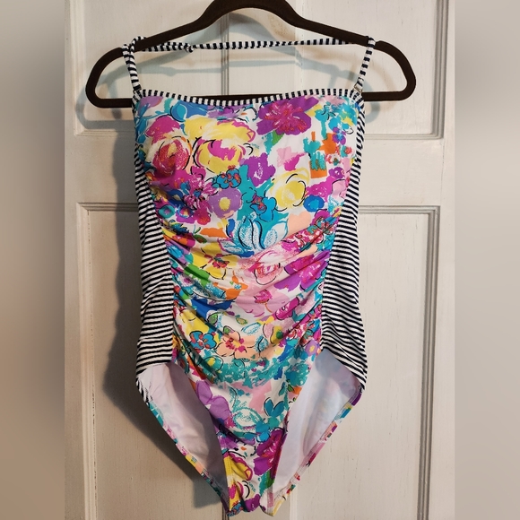 Anne Cole | Swim | Anne Cole One Piece Swimsuit Floral Stripe Size 2 ...